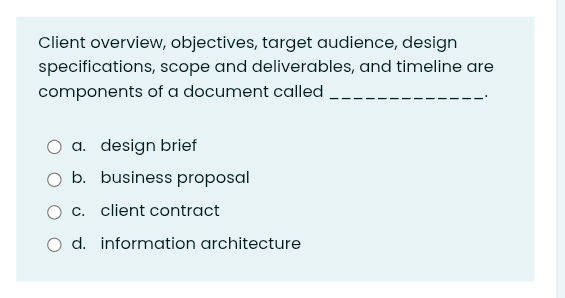 Client overview objectives target audience