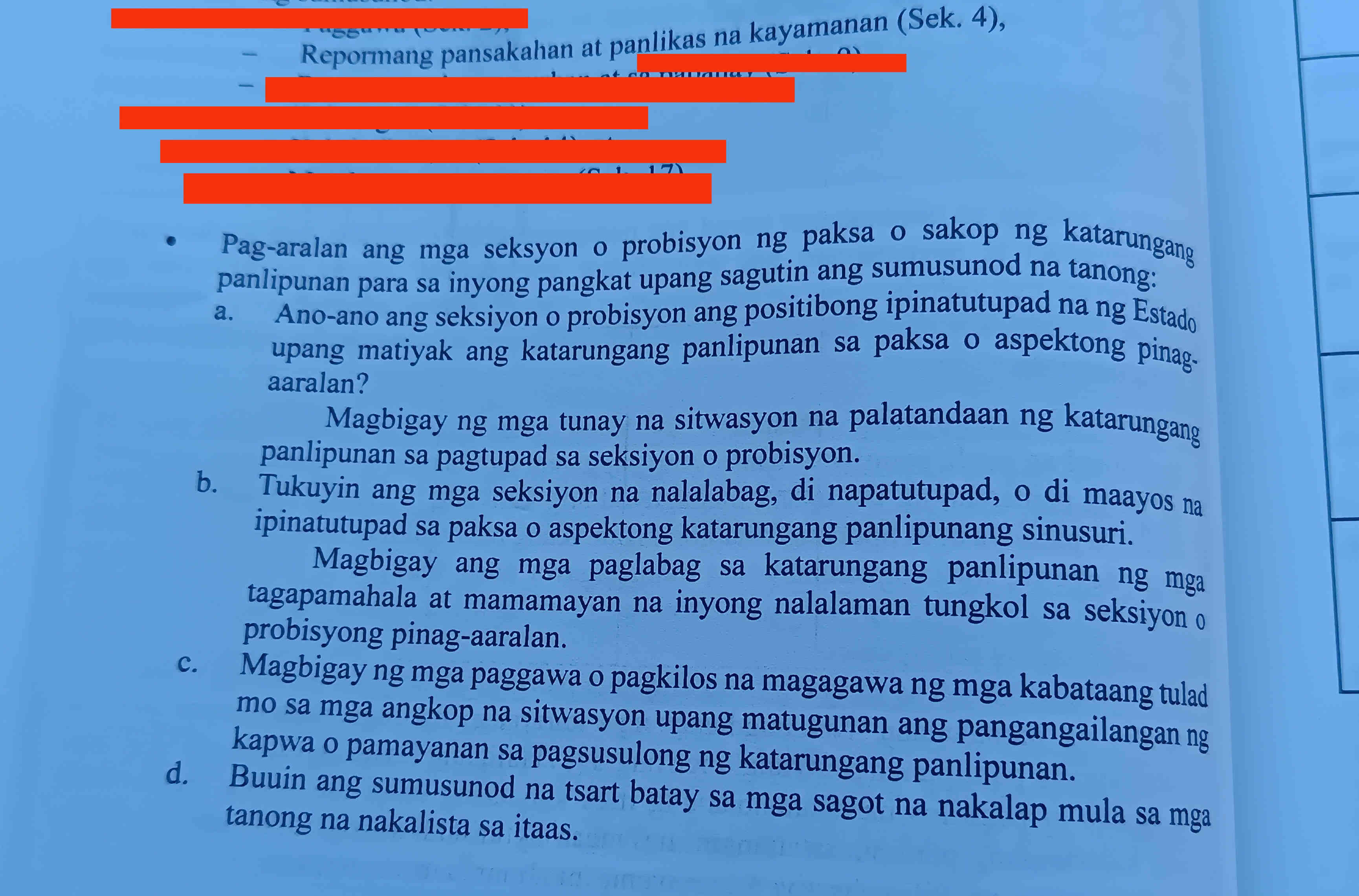 Pag-aralan ang mga seksyon o probisyon ng | StudyX