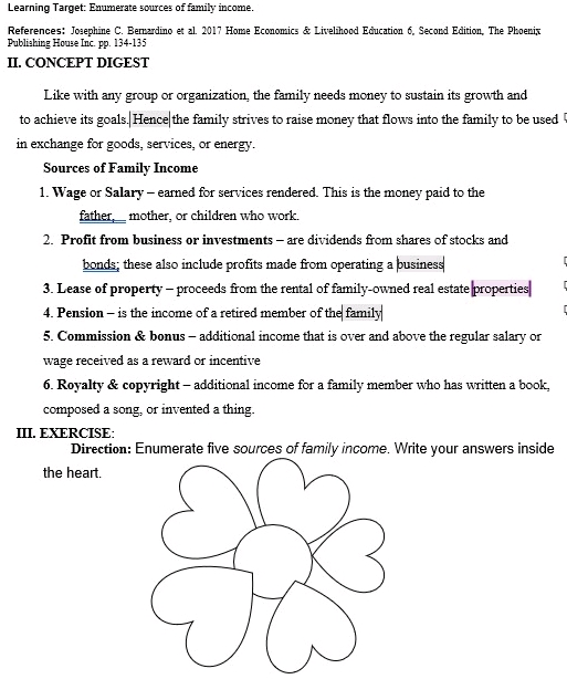 Learning Target Enumerate sources of family | StudyX