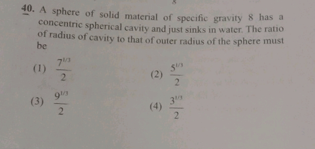 40 A sphere of solid material of specific | StudyX