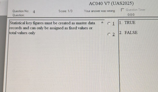 Statistical key figures must be created as | StudyX