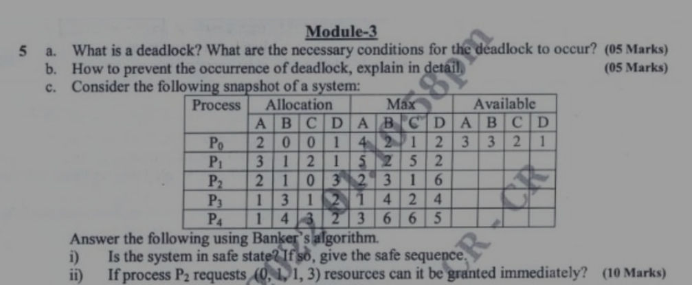 Module-3 5 a What is a deadlock What are the | StudyX