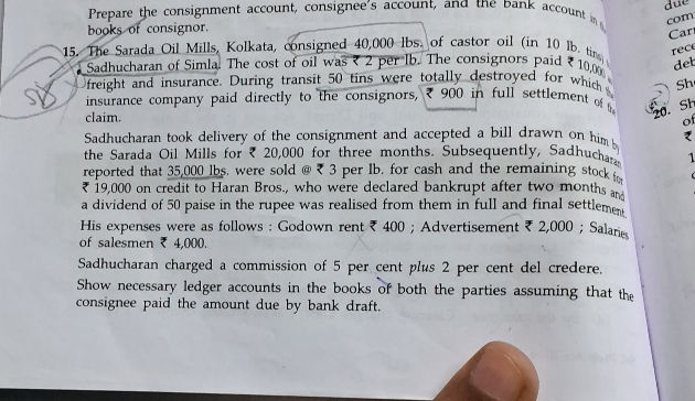 Prepare the consignment account consignees | StudyX