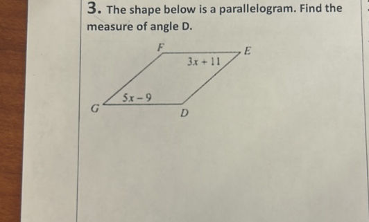 3 The shape below is a parallelogram Find | StudyX