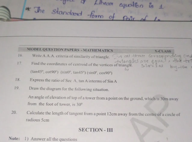 16 Write AAA criteria of similarity of | StudyX