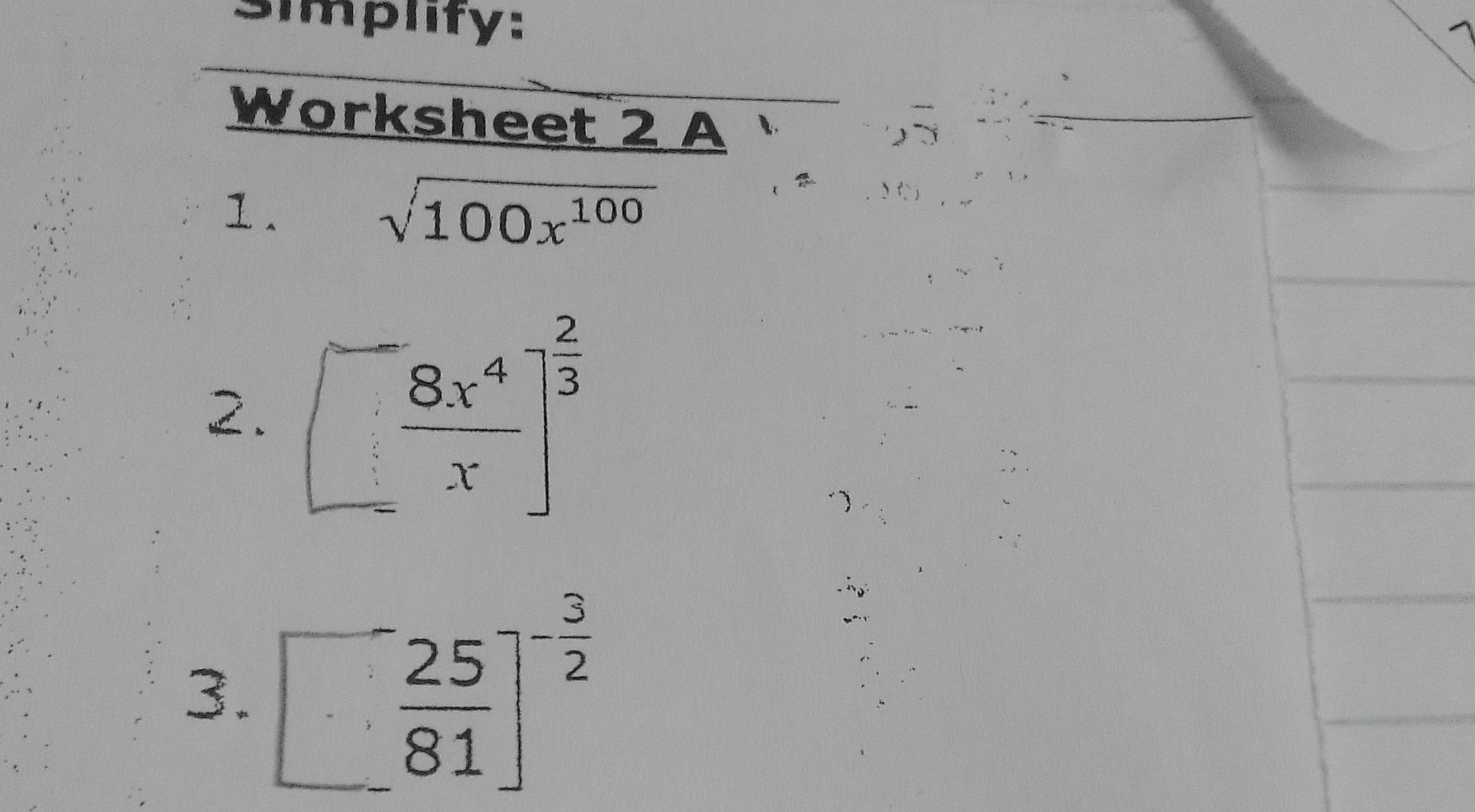 Simplify 1 sqrt100x100 2 sqrt3frac8x4x 3 | StudyX