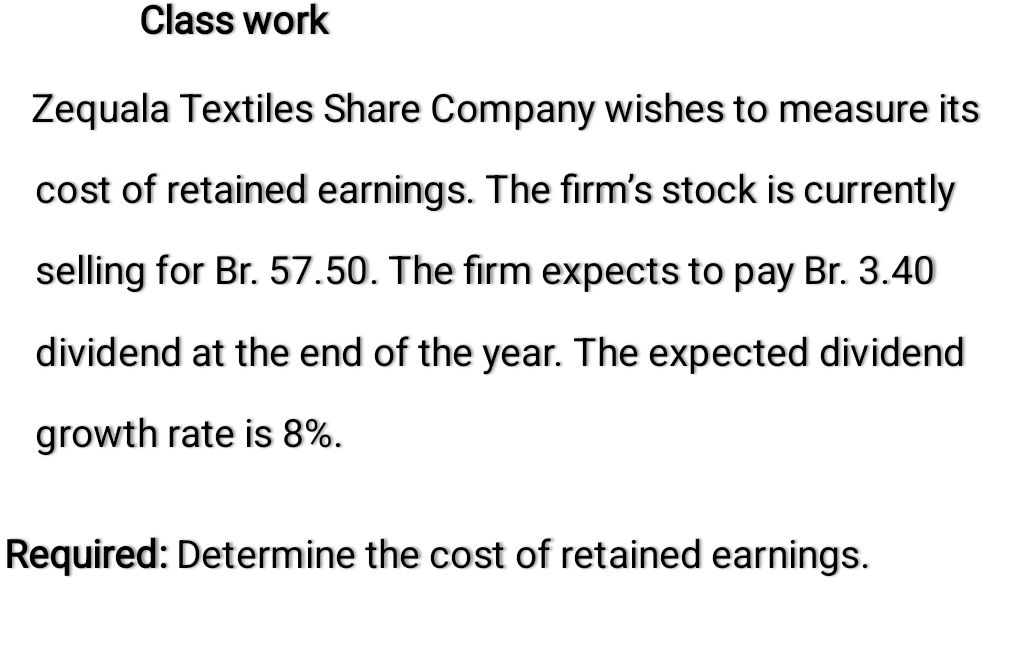 Class work Zequala Textiles Share Company | StudyX