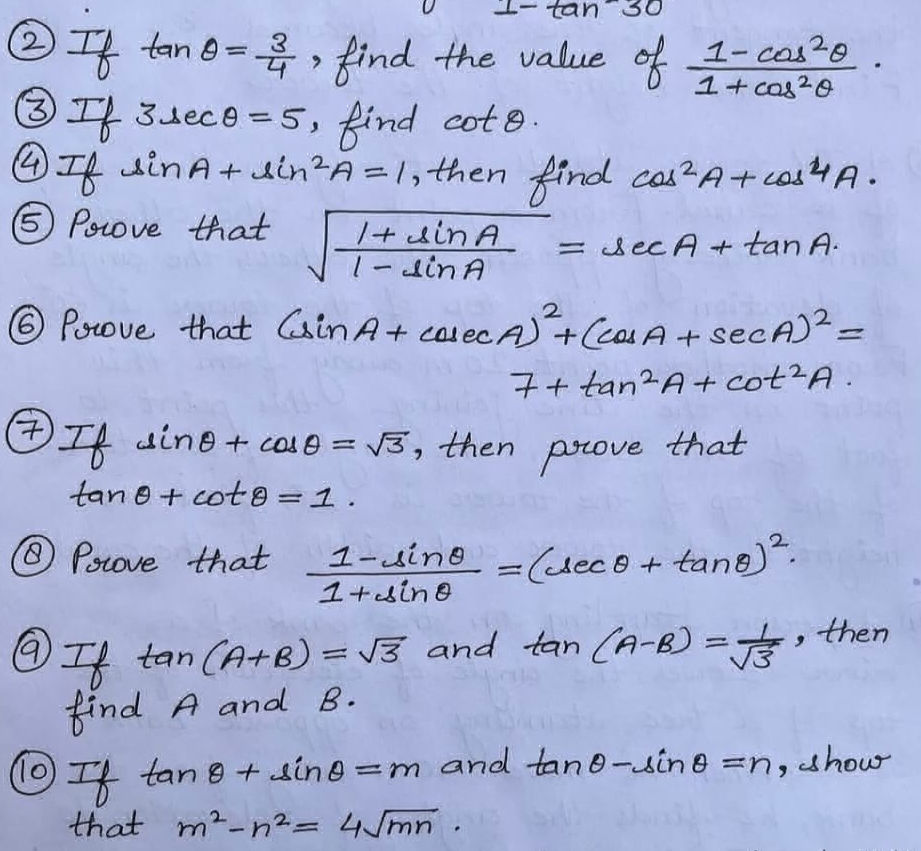 If tan = 3/4 find the value of | StudyX