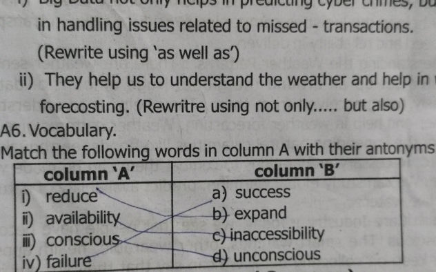 A6 Vocabulary Match the following words in | StudyX