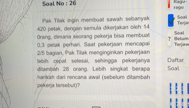 Pak Tilak ingin membuat sawah sebanyak 420 | StudyX