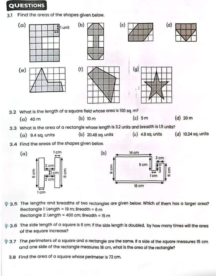 31 Find the areas of the shapes given below | StudyX