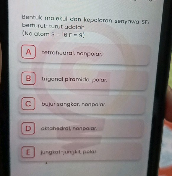 Bentuk molekul dan kepolaran senyawa SF4 | StudyX