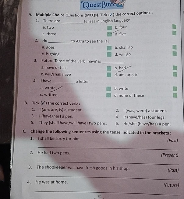 A Multiple Choice Questions (MCQs) Tick () | StudyX