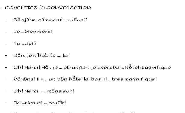 - COMPLETEZ LA CONVERSATION - Bonjour | StudyX