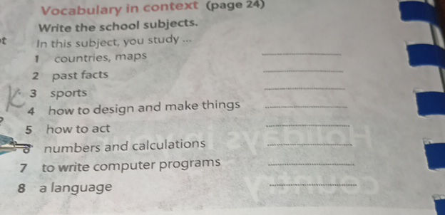 Vocabulary in context (page 24) Write the | StudyX