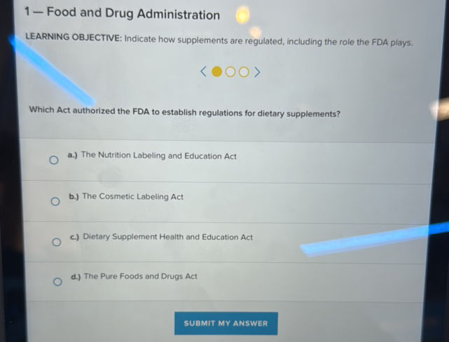 1-Food and Drug Administration LEARNING | StudyX