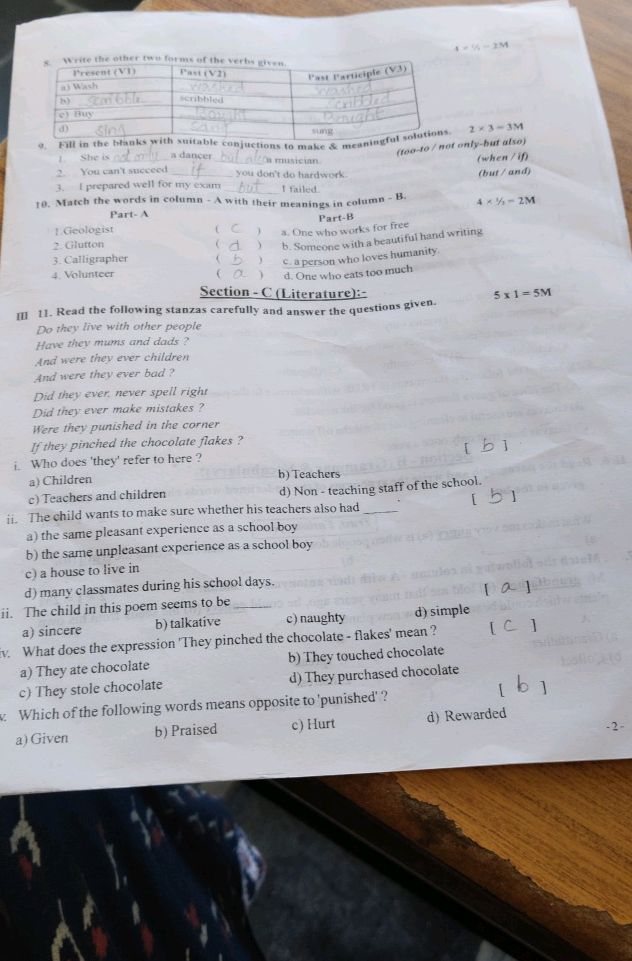 Write the other two forms of the verbs given | StudyX