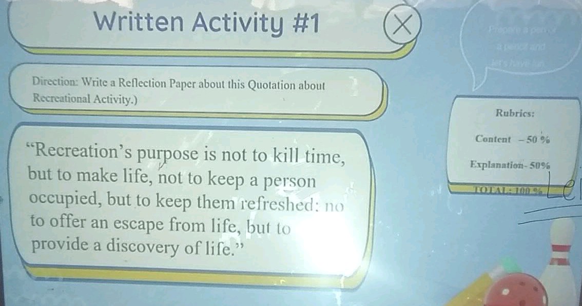 Written Activity 1 Direction Write a | StudyX