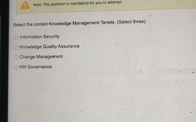 Select the correct Knowledge Management | StudyX