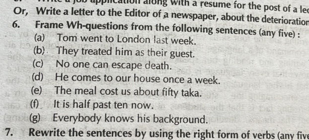 6 Frame Wh-questions from the following | StudyX