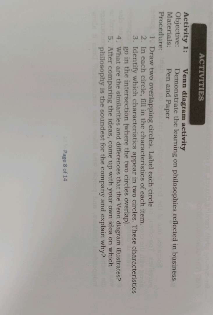 Activity 1 Venn diagram activity Objective | StudyX