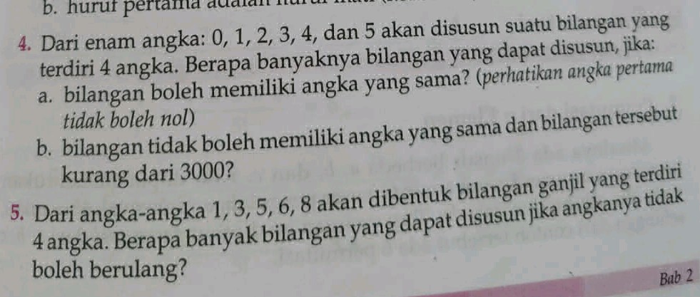 4 Dari enam angka 0 1 2 3 4 dan 5 akan | StudyX