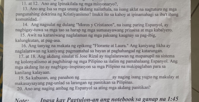 11 at 12 Ano ang Ipinakilala ng mga | StudyX