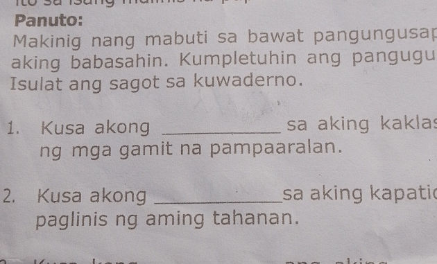 Panuto Makinig nang mabuti sa bawat | StudyX