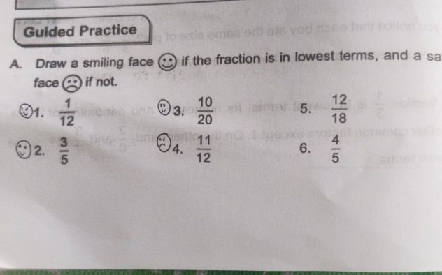 A Draw a smiling face ) if the fraction is | StudyX