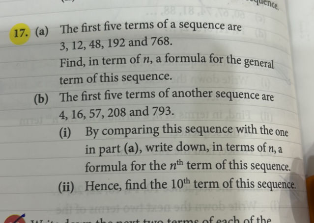 17 (a) The first five terms of a sequence | StudyX