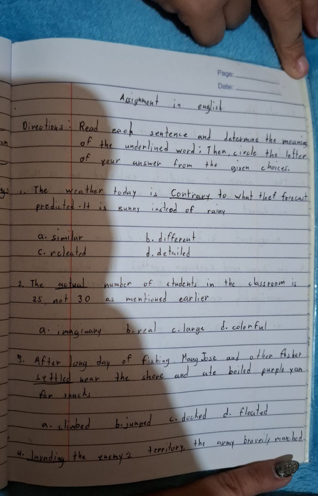 Directions Read each sentence and determine | StudyX