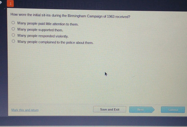 How were the initial sit-ins during the | StudyX