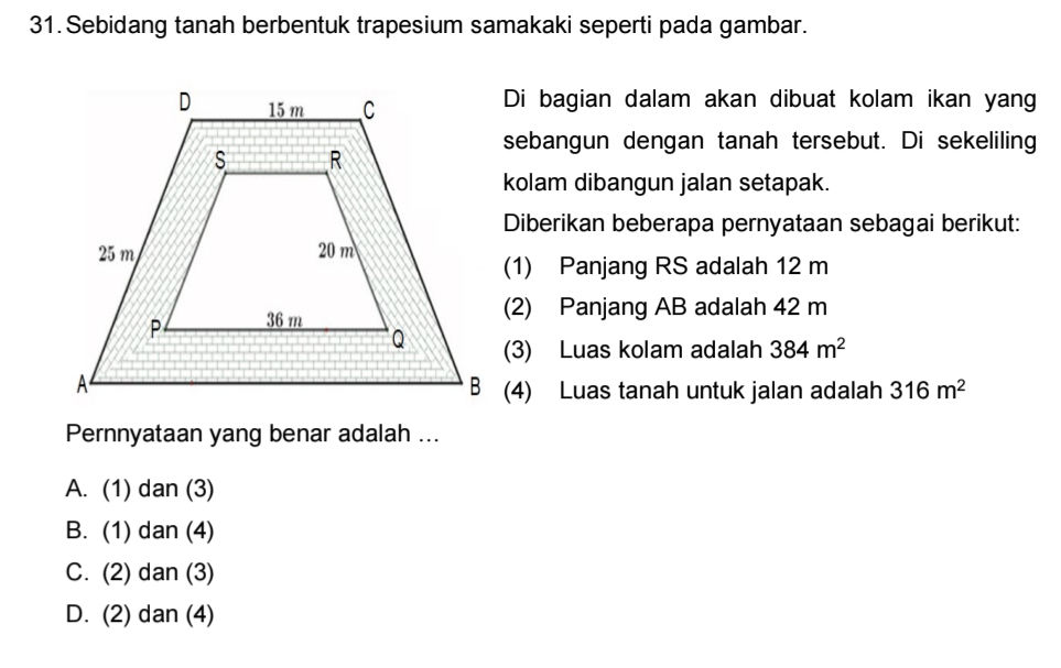 31 Sebidang tanah berbentuk trapesium | StudyX