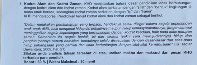 1 Kodrat Alam dan Kodrat Zaman KHD | StudyX