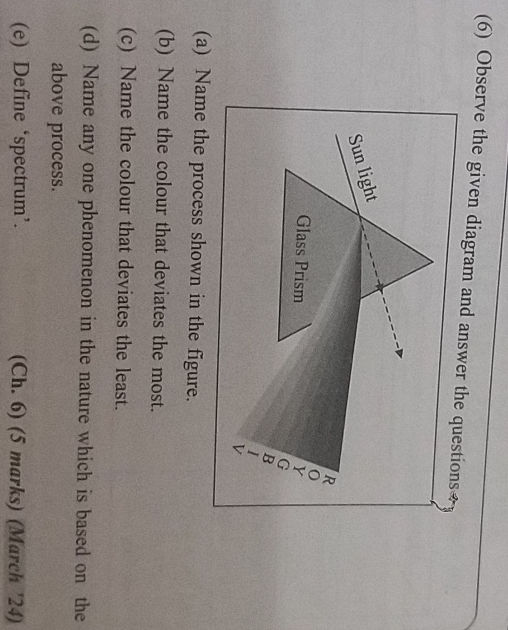 (6) Observe the given diagram and answer the | StudyX