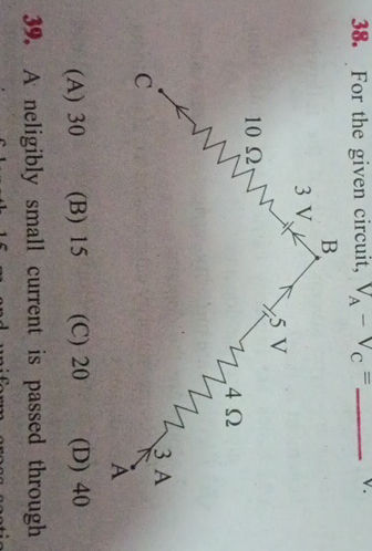 38 For the given circuit VA - VC = V | StudyX
