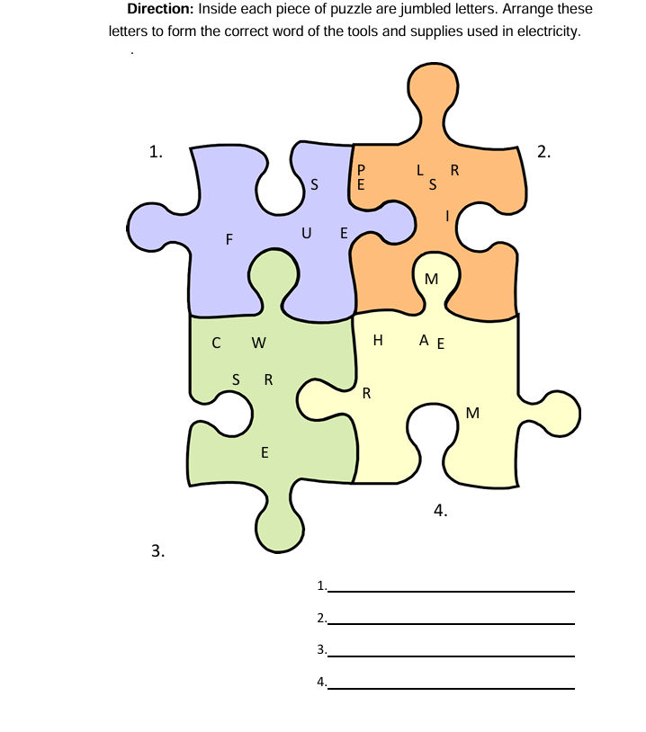 Direction Inside each piece of puzzle are | StudyX