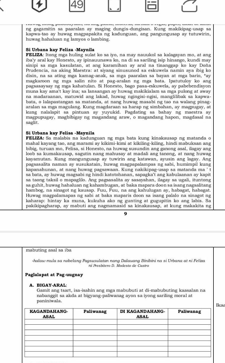 Si Urbana kay Feliza -Maynila FELIZA Itong | StudyX