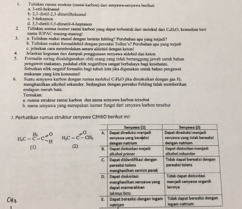 i Tuliskan rumus struktur (rantai karbon) | StudyX