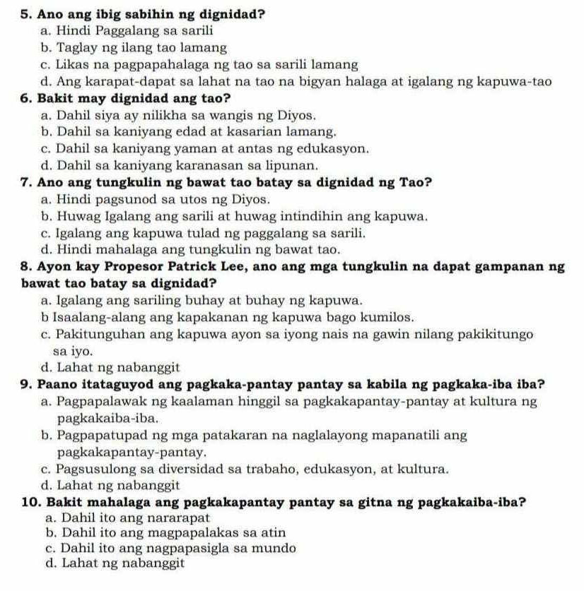 5 Ano ang ibig sabihin ng dignidad a Hindi | StudyX