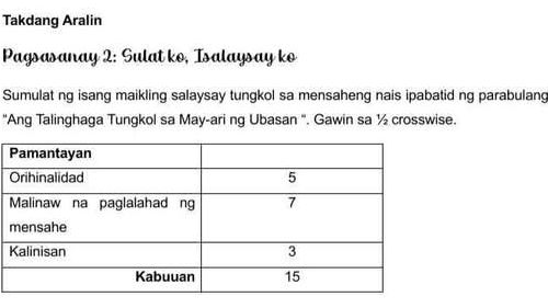Takdang Aralin Pagsasanay 2 Sulat ko | StudyX