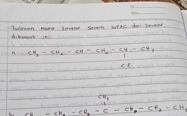 Tuliskan Nama Struktur Secara IUPAC dari | StudyX