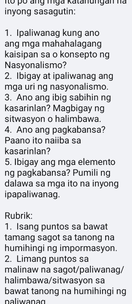1 Ipaliwanag kung ano ang mga mahahalagang | StudyX
