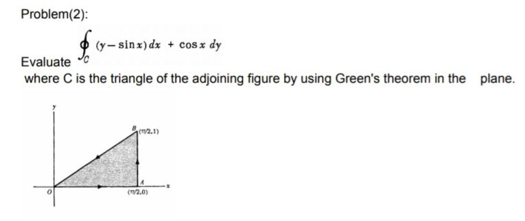 Problem(2) Evaluate C (y- x)dx + x dy | StudyX
