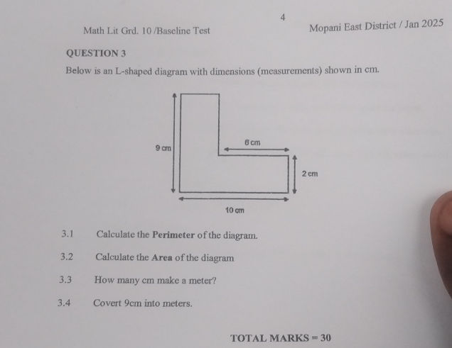 Below is an L-shaped diagram with dimensions | StudyX