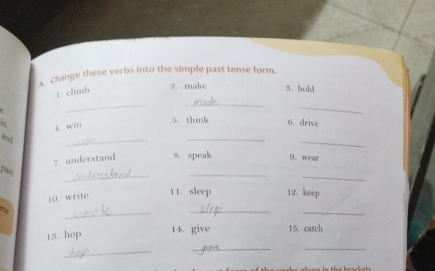 A Change these verbs into the simple past | StudyX