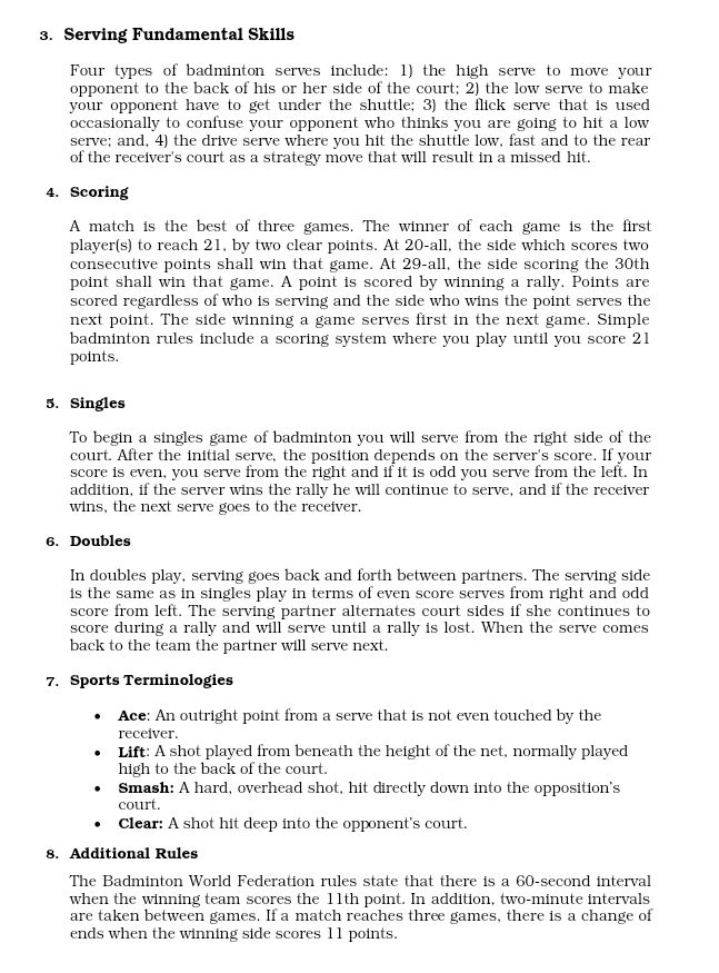3 Serving Fundamental Skills Four types of | StudyX