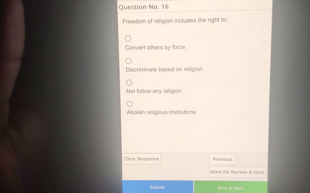 Question No 16 Freedom of religion includes | StudyX