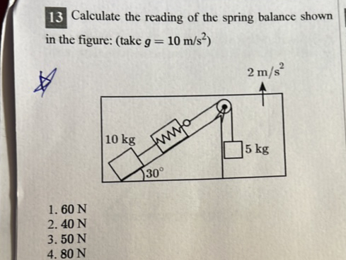 13 Calculate the reading of the spring | StudyX