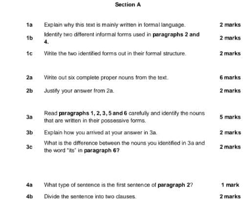 Section A 1a Explain why this text is mainly